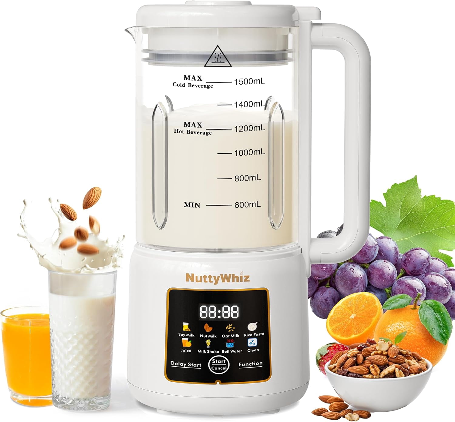 8-in-1 Nut Milk Maker, 50oz & 12 Blades - No Soak, Self-Clean, Delay ...
