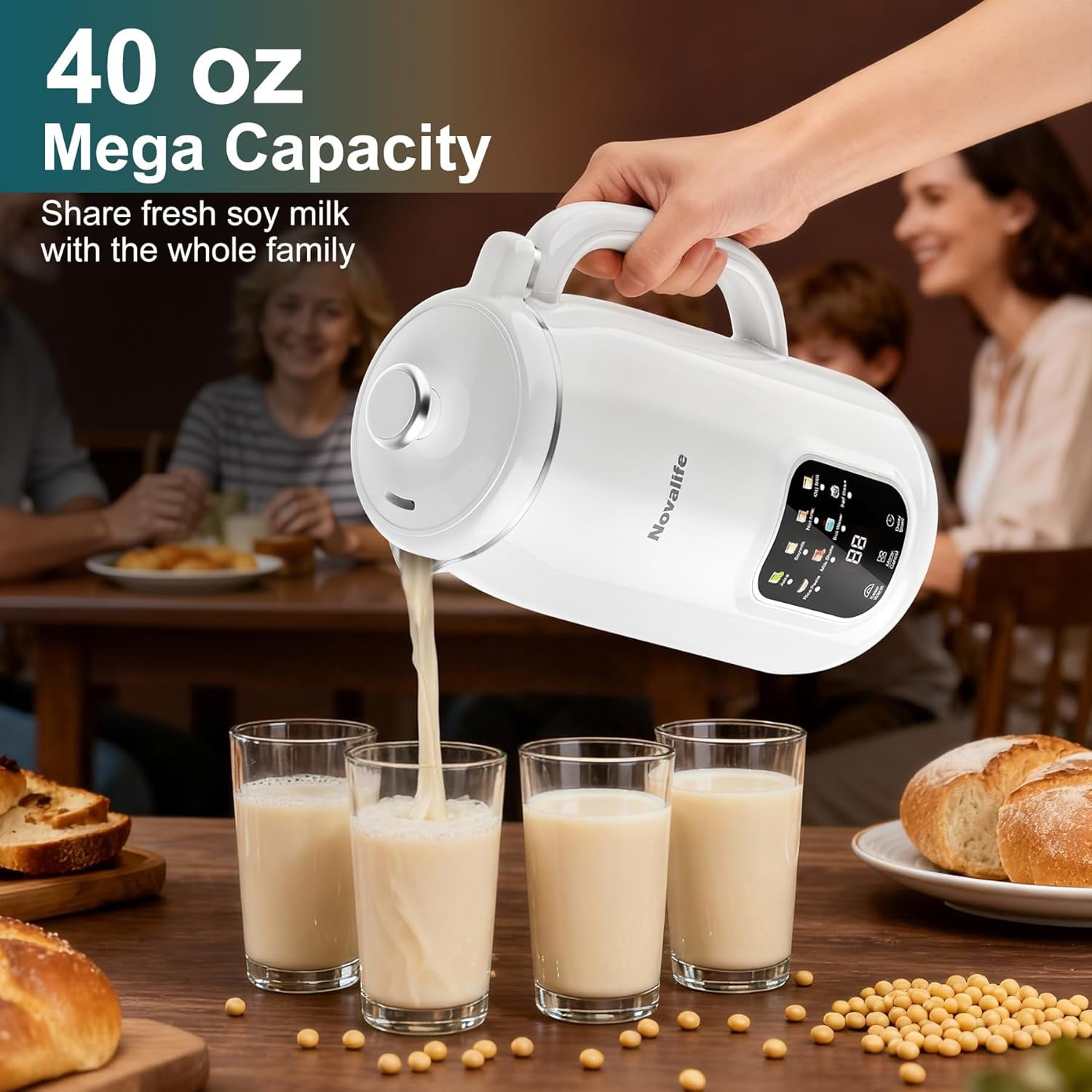 8 in 1 Nut Milk Maker Machine, 40oz Automatic Soy Milk Maker Blender ...