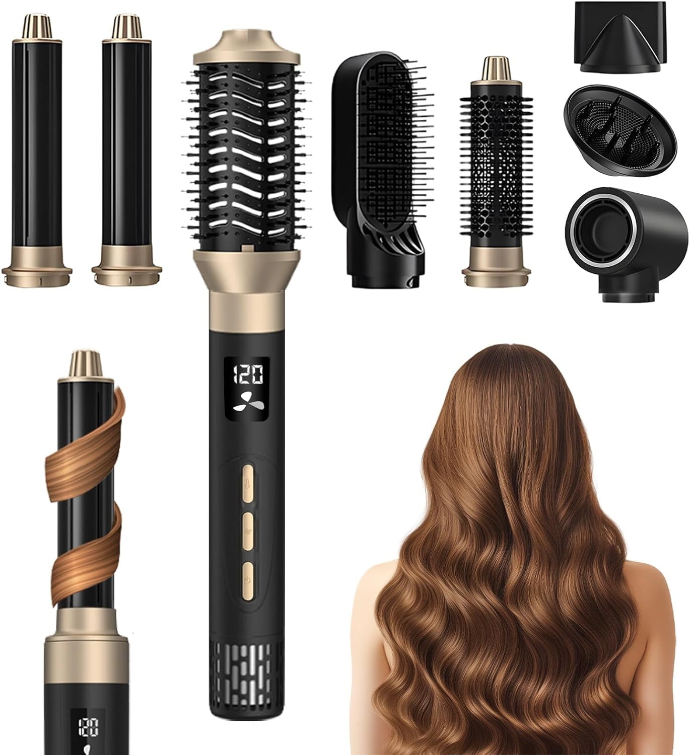 8-in-1 Professional Hot Air Styler Kit, Complete Hair Dryer Brush System with 110,000 RPM Motor ...