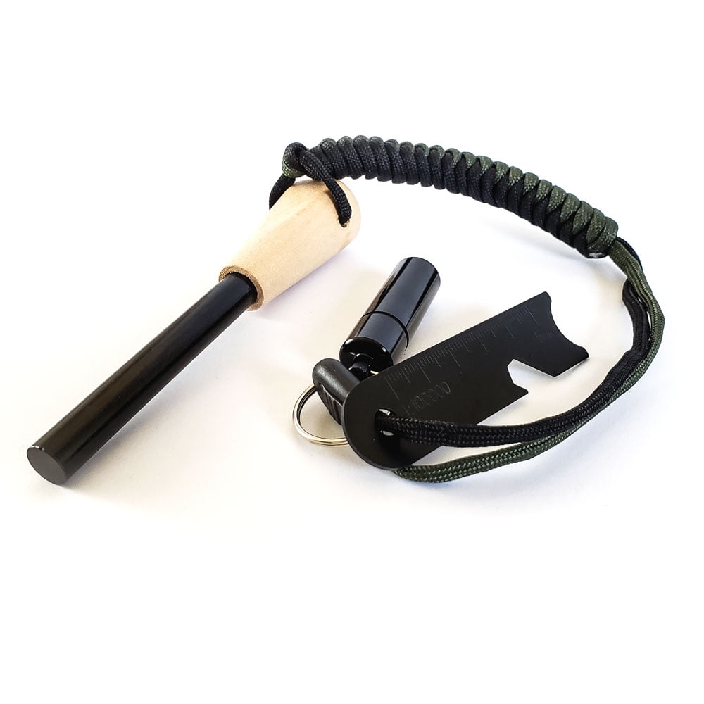 8 - in - 1 Survival Fire Starter With Wooden Handle and Paracord ...