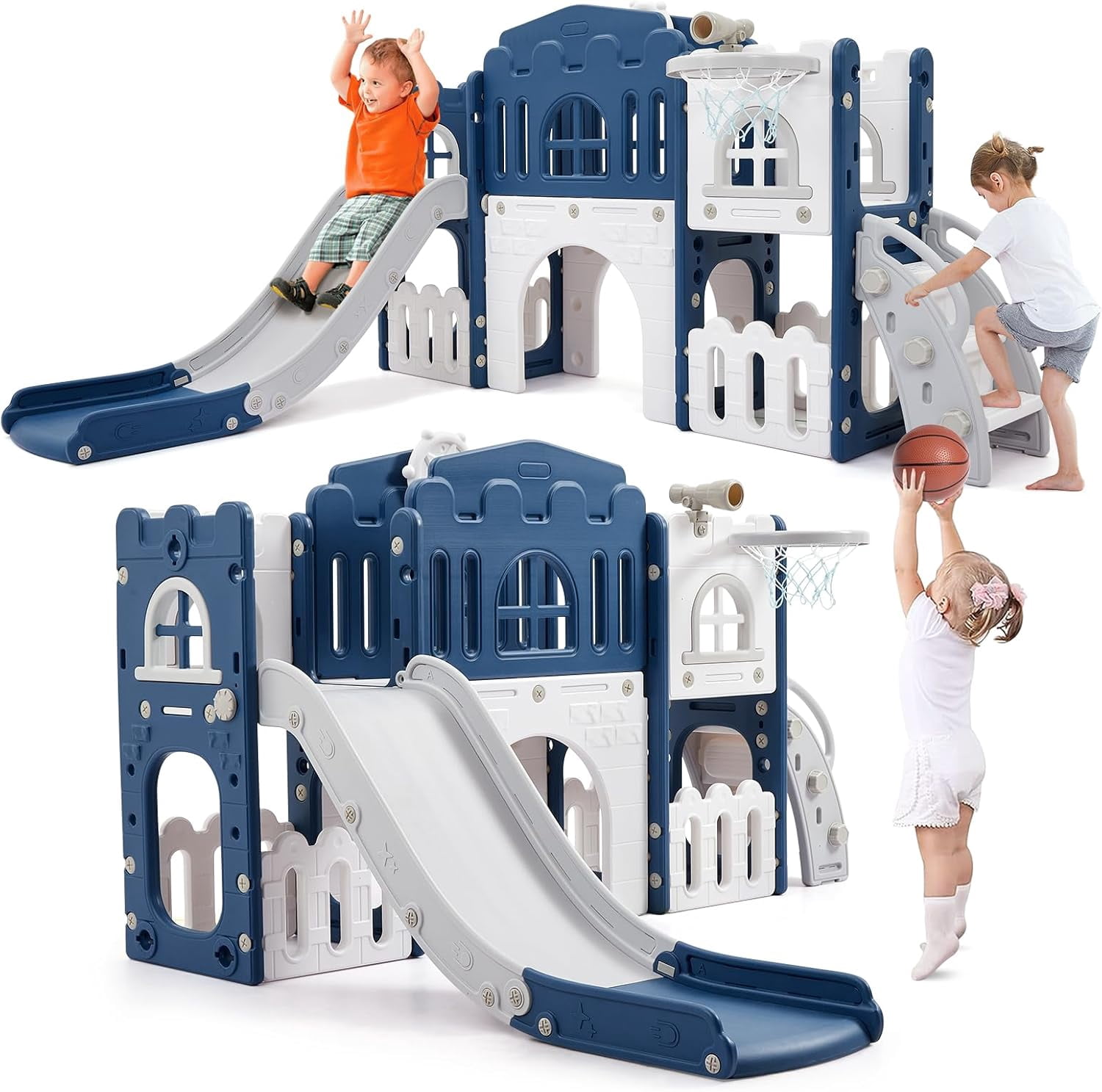 8-in-1 Toddler Slide,Baby Slide for Toddlers Age 1-3,Indoor Playground ...