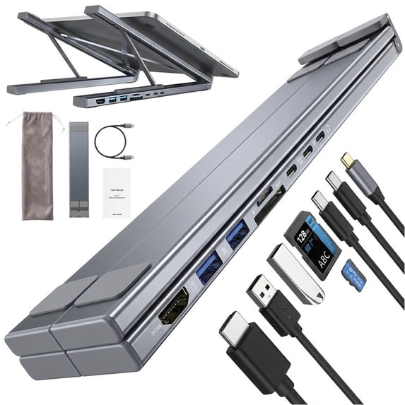 8-in-1 USB C Laptop Stand with Docking Station, USB-C Hub Laptop Dock ...