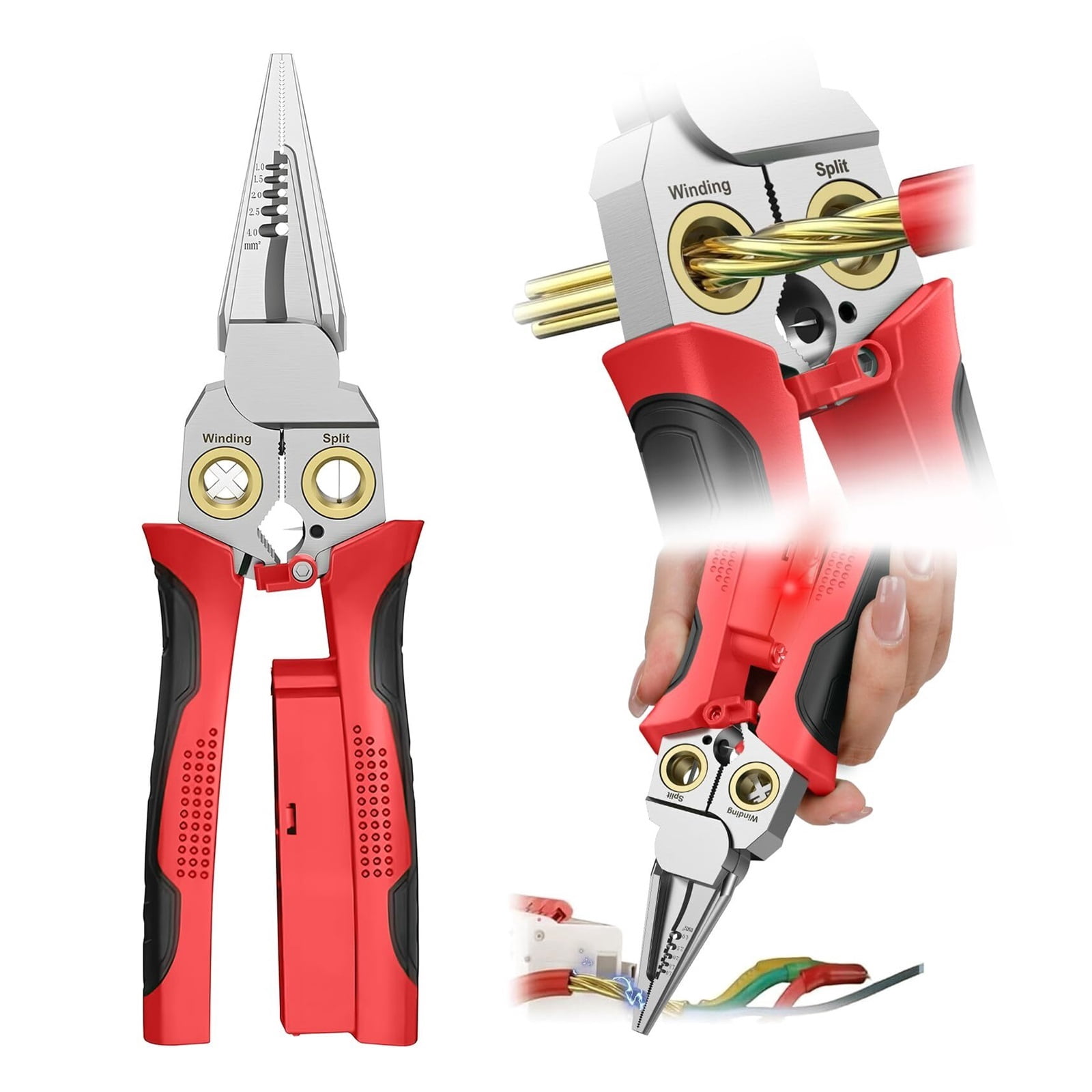 8-in-1 Wire Crimper Stripper with Voltage Detector & Dual Alarms ...