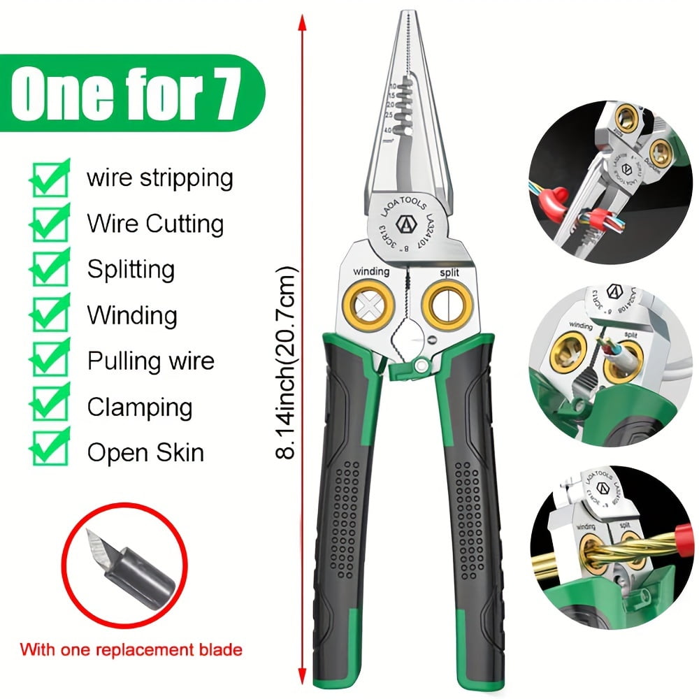 8-in-1 Wire Strippers Pliers with Voltage Test - Metal Cable Scissors ...