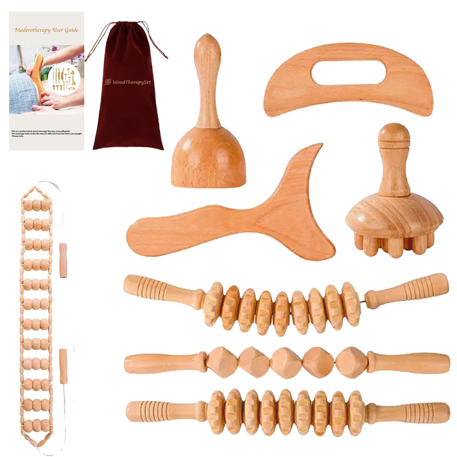 8-in-1 Wood Therapy Massage Tools, Lymphatic Drainage Massager ...