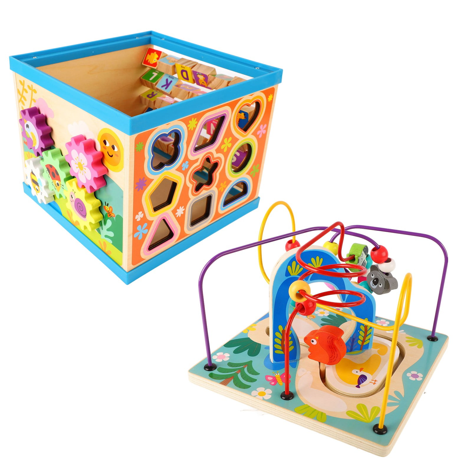 8 in 1 Wooden Baby Activity Cube Toy for Boy Girl - Multifunctional ...