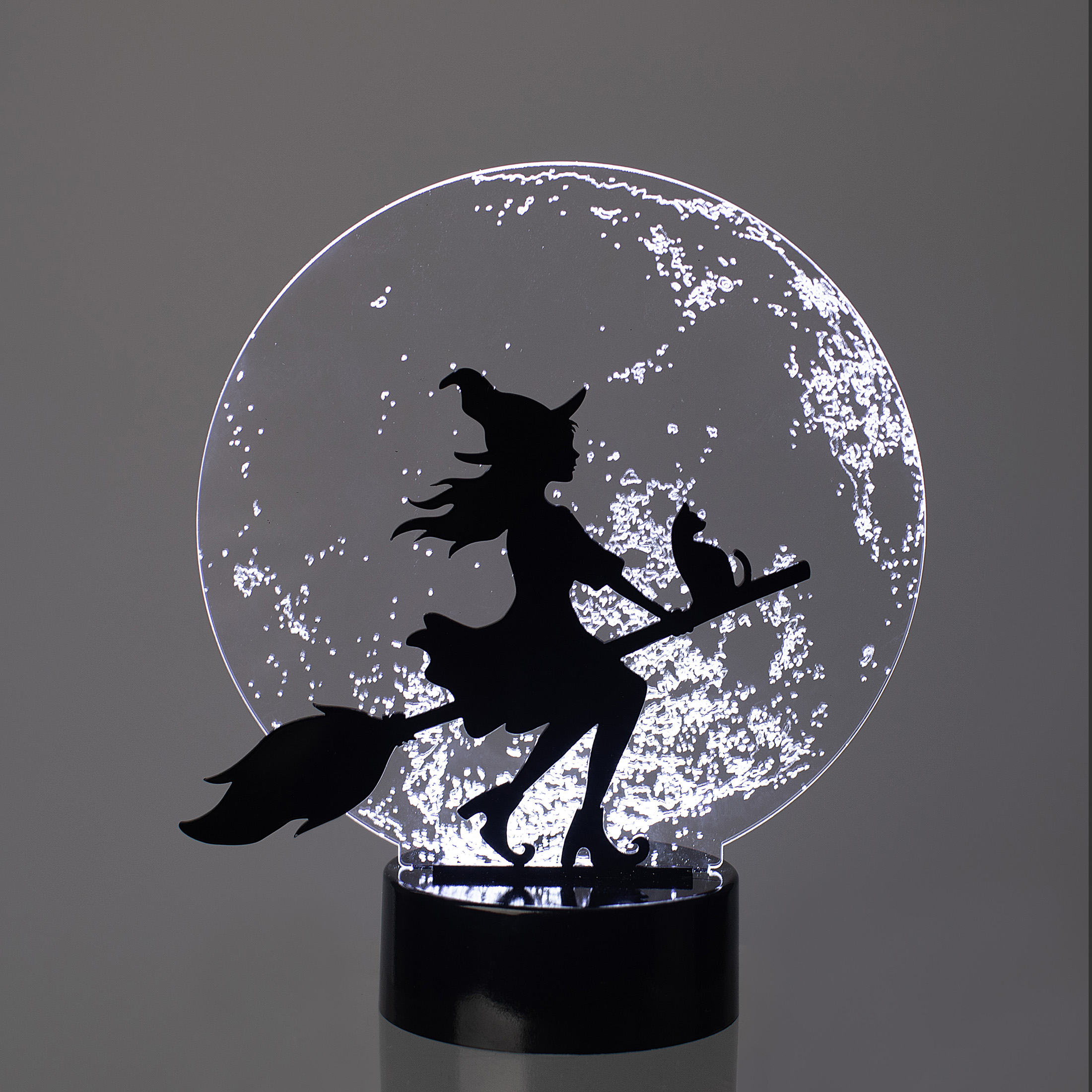 8 in Battery-Operated White LED Holiday Light Acrylic Moon Halloween ...