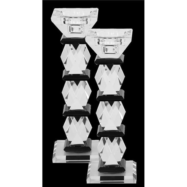 8 in. Black & Clear Crystal Triangular Design Candlestick Set - Walmart.com