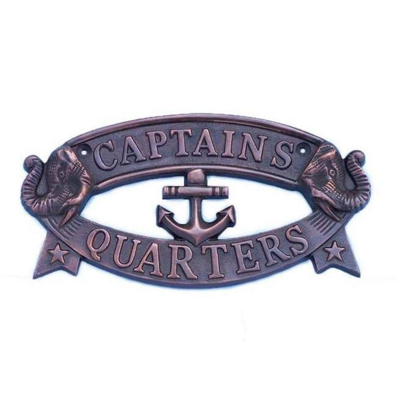 8 in. Captains Quarters Oval Sign with Anchor - Antique Brass - Walmart.com