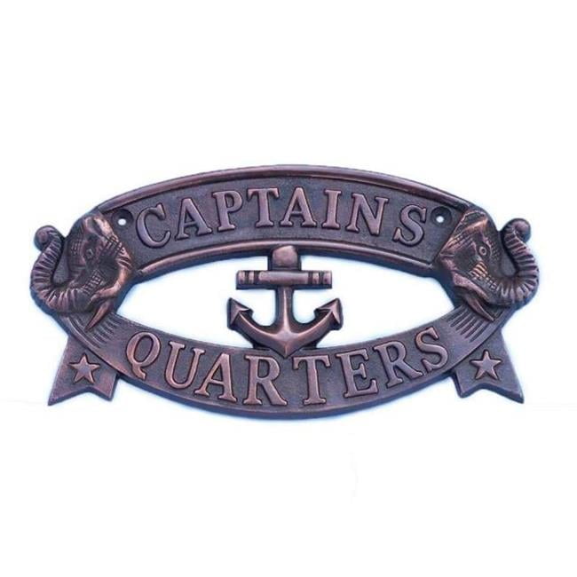 8 in. Captains Quarters Oval Sign with Anchor - Antique Brass - Walmart.com