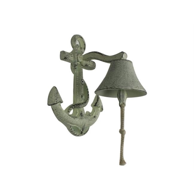 8 in. Cast Iron Wall Mounted Anchor Bell - Rustic Whitewashed - Walmart.com