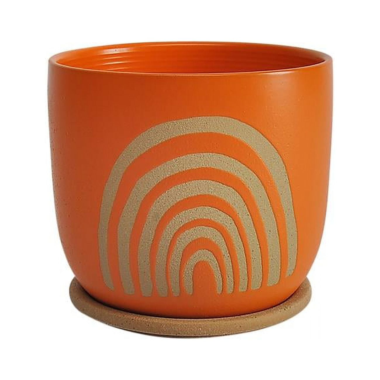 8 in. Ceramic Arch Planter with Saucer, Orange - Walmart.com