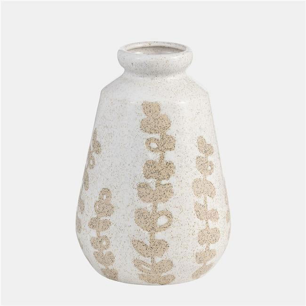 8 in. Ceramic Botanical Vase, Ivory & Beige - Walmart.com