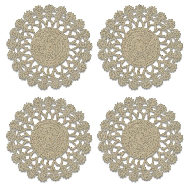 8 in. Crochet Envy Lacy Round Doily - Natural - Set of 4 - Walmart.com