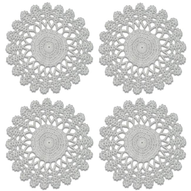 8 in. Crochet Envy Lacy Round Doily - White - Set of 4 - Walmart.com