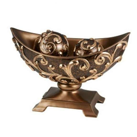 8 in. Handcrafted Bronze Decorative Bowl With Decorative Spheres ...