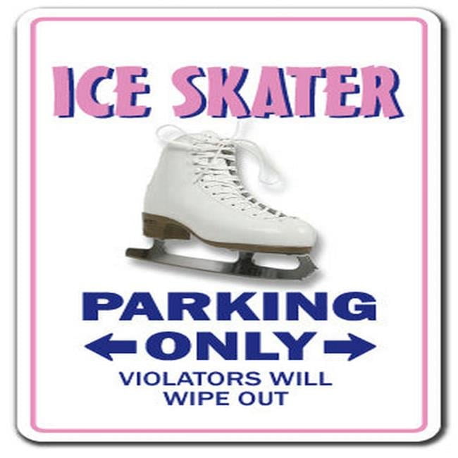 8 in. Ice Skater Parking Aluminum Sign - Ice Skates Skating Rink Winter ...