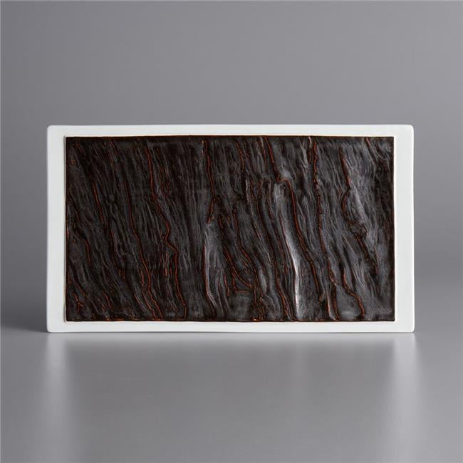 8 in. Lava & Porcelain Rectangular Plate, White & Brown - Walmart.com