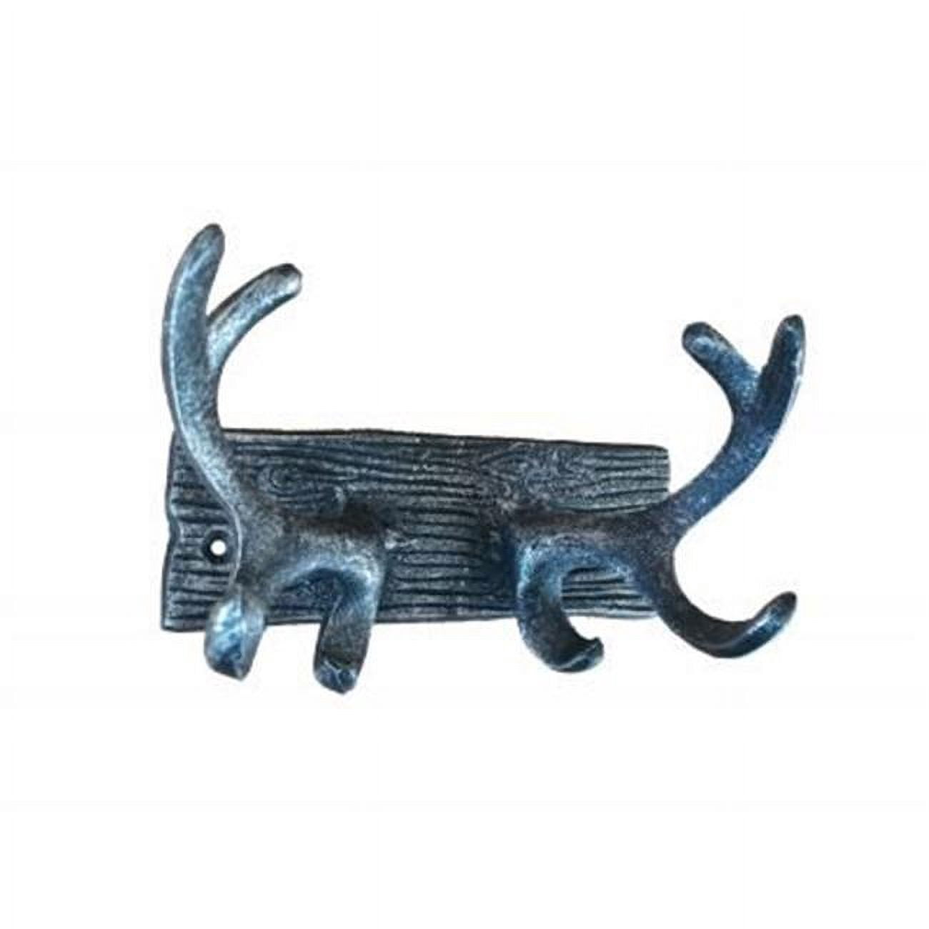 8 in. Rustic Silver Cast Iron Antler Double Hook - Walmart.com