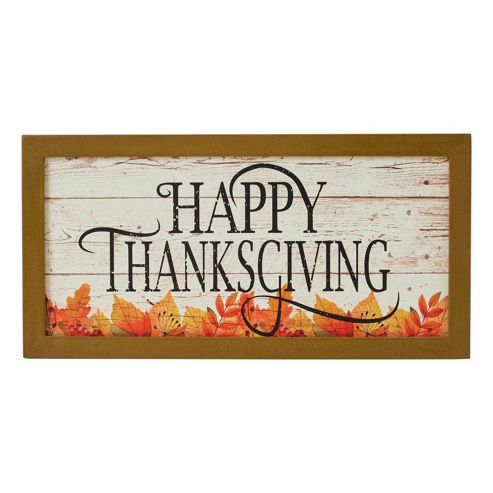 8 in. Shiplap Happy Thanksgiving Fall Leaves Wall Sign - Walmart.com