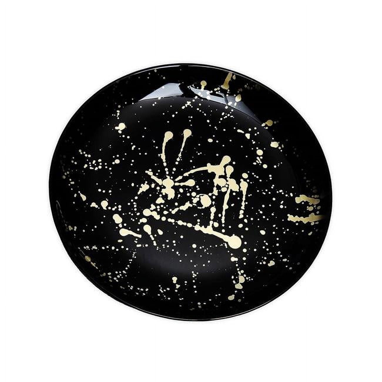 8 in. Trophy Salad Plates with Splashy Gold Design, Black - Set of 4 ...