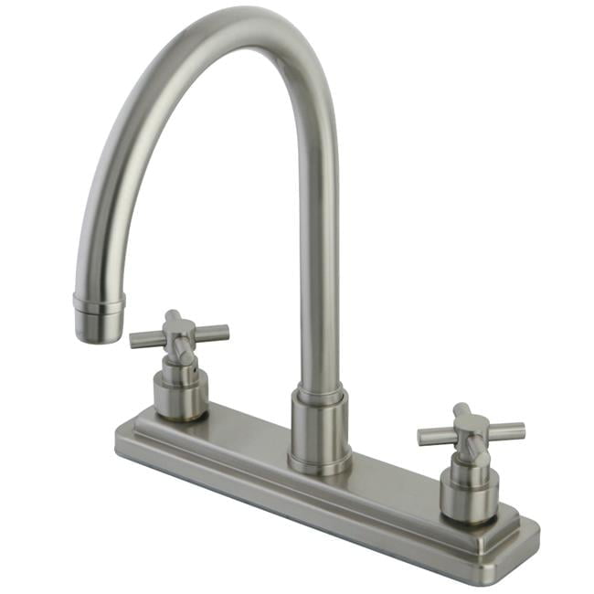 8 in. Twin Cross Handles Kitchen Faucet - Satin Nickel - Walmart.com