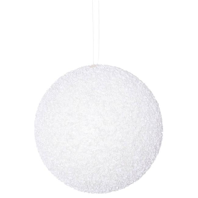 8 in. White Beaded Ball Ornament with Drilled 2 per Bag - Walmart.com
