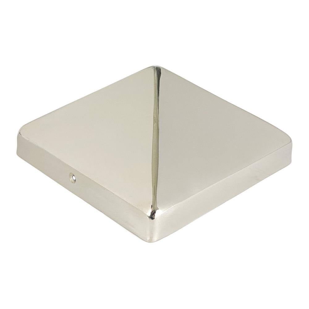 8 in. x 8 in. Stainless Steel Pyramid Slip Over Fence Post Cap ...