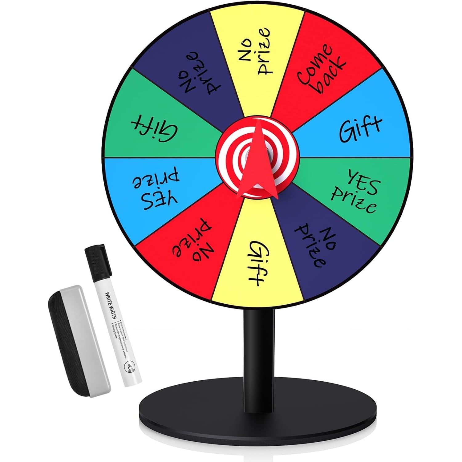 8 inch 10 SlotsTabletop Spinning Prize Wheel with Stand Dry Erase ...