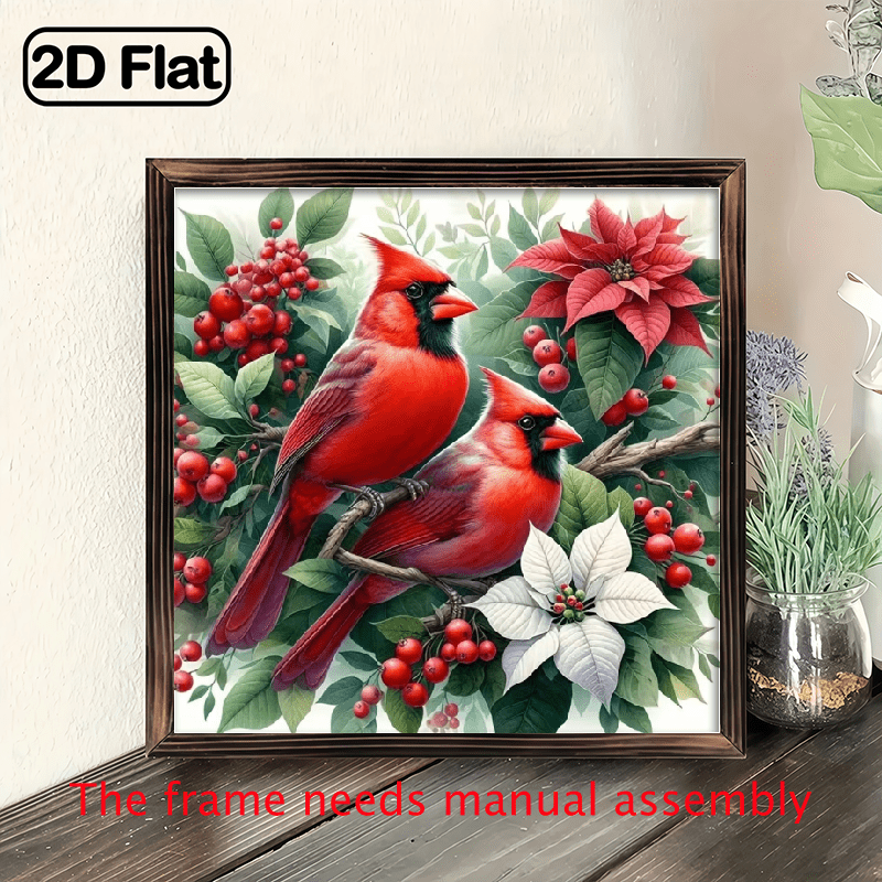 8-inch 2D flat "Cardinal" wooden frame painting. Installation is simple. It is suitable for wall ...