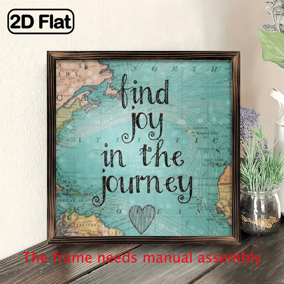 8-inch 2D flat "Finding Joy on the Journey" wooden frame painting, easy ...