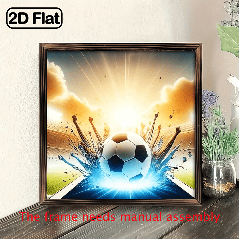 8-inch 2D flat "Intense Football" theme wooden frame painting, suitable ...