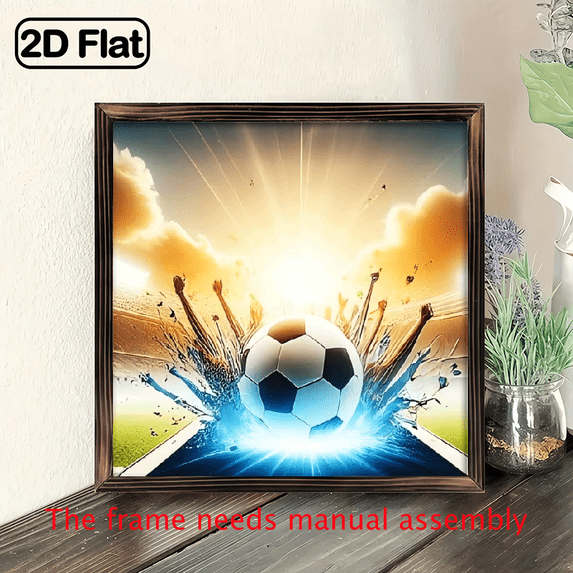 8-inch 2D flat "Intense Football" theme wooden frame painting, suitable ...