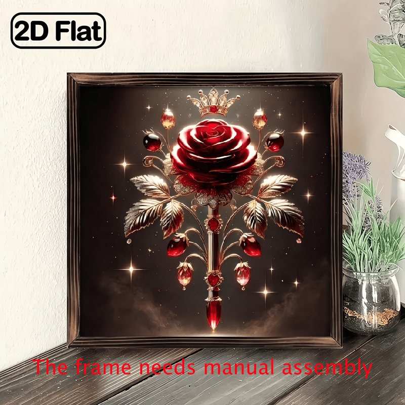 8-inch 2D flat "King of Roses" themed wooden frame painting, suitable ...