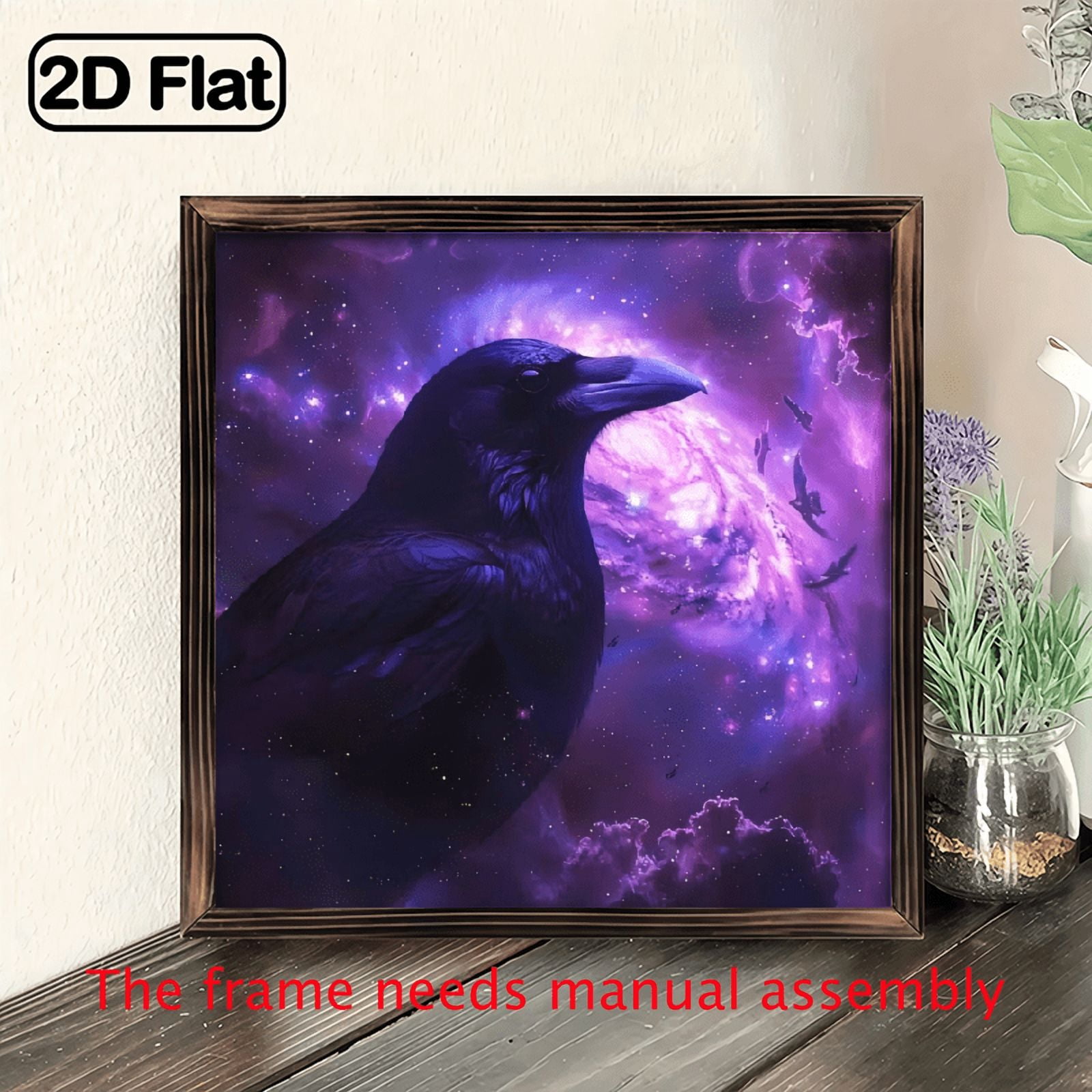 8-inch 2D flat "Purple Crow" theme wooden frame painting, suitable for ...