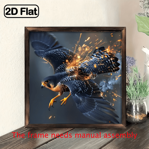 8-inch 2D flat "Sparkling Birds" wooden frame painting, easy to install ...
