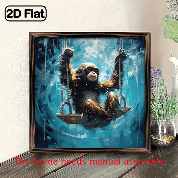 8-inch 2D flat "Swing" theme wooden frame painting. Suitable for wall ...
