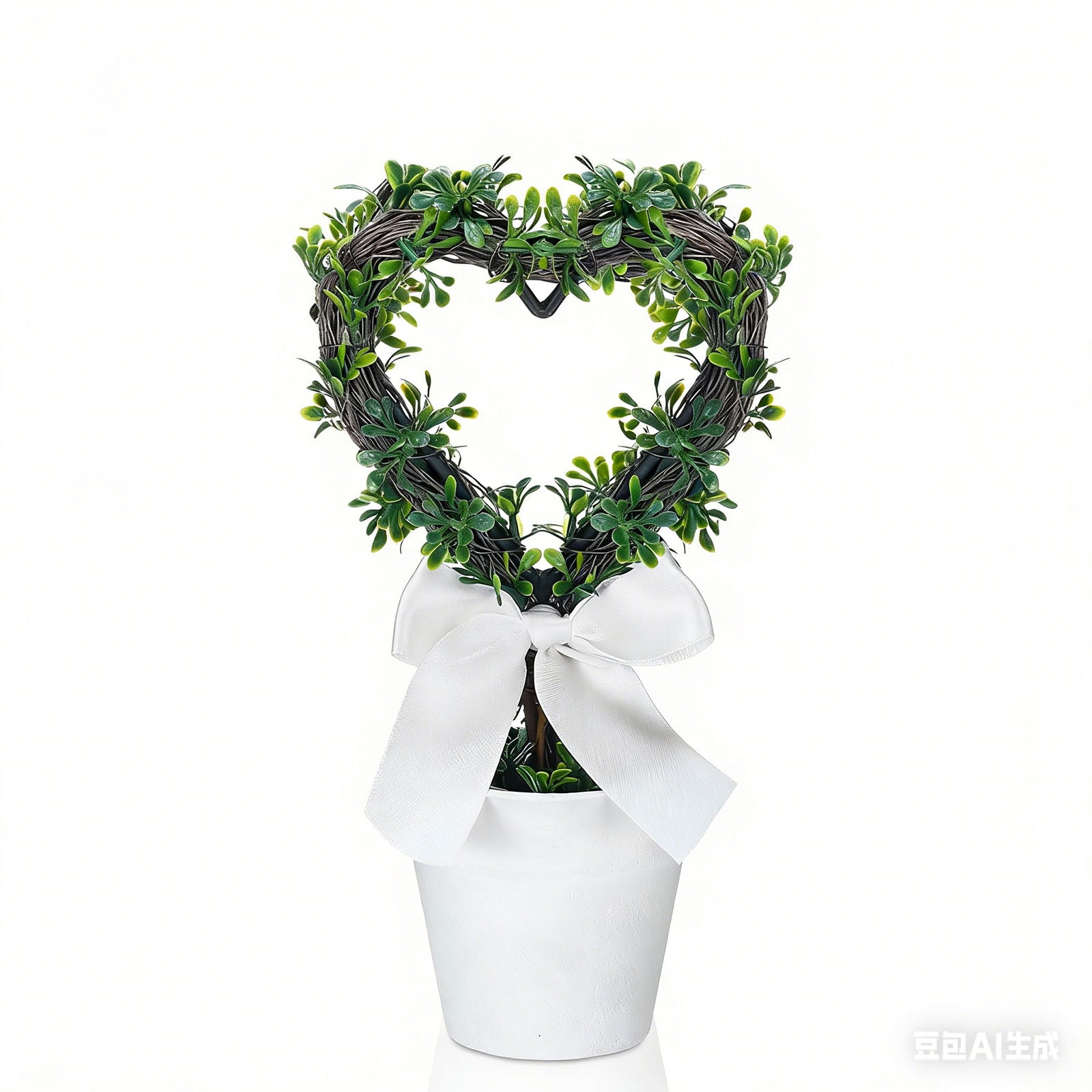 8-inch Artificial Heart-shaped Potted Plant With A Pot, Small Simulated ...