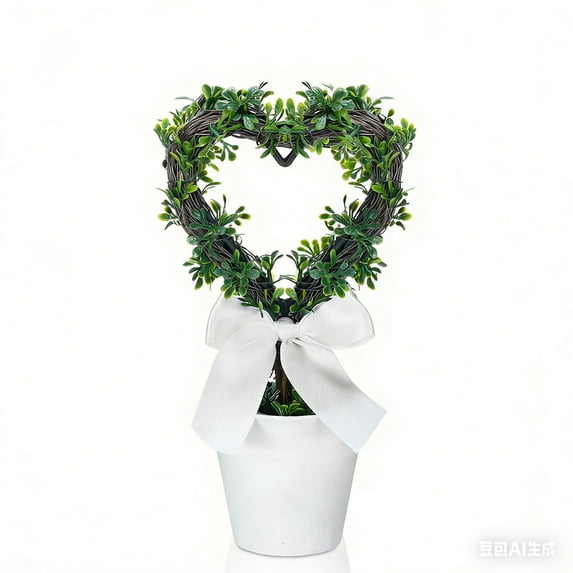 8-inch Artificial Heart-shaped Potted Plant With A Pot, Small Simulated ...