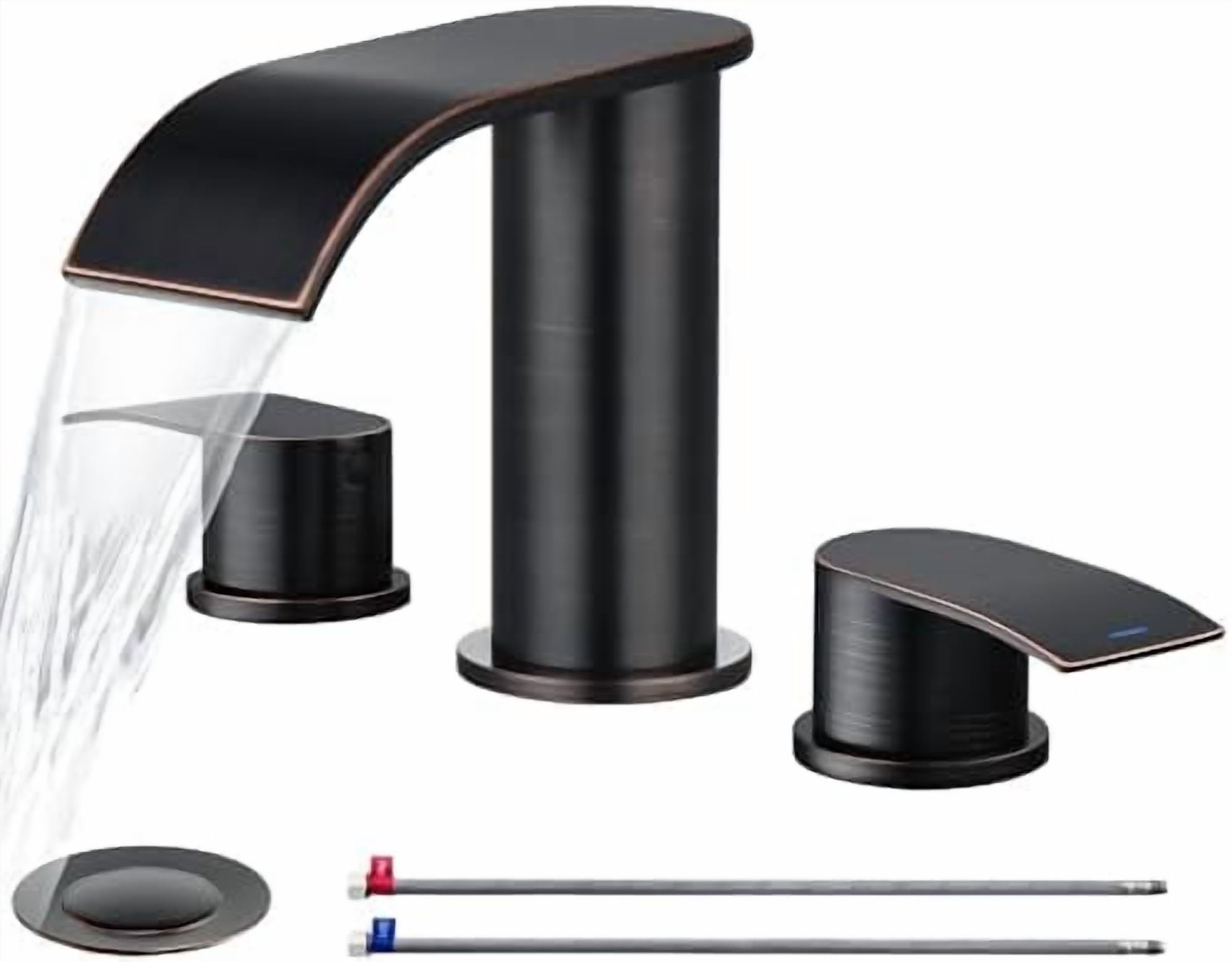 8 inch Bathroom Faucet Oil Rubbed Bronze, Waterfall Bathroom Sink ...