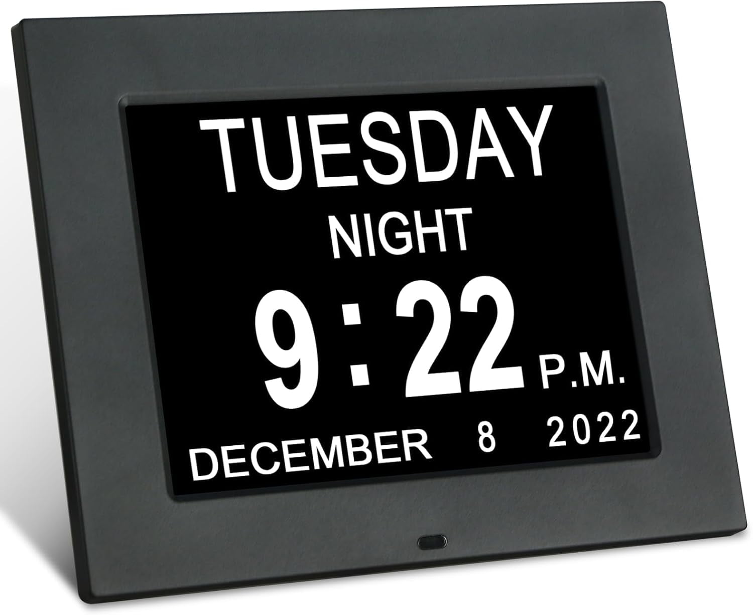 8 inch Black Digital Calendar Day Clock-Extra Large Impaired Vision ...