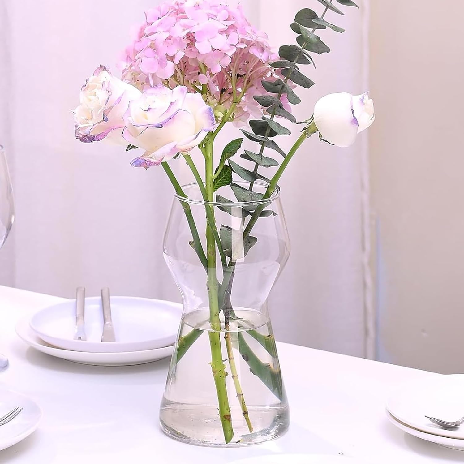 8 inch Clear Glass Flower Vases for Decor, Glass Vase Decorative Home ...