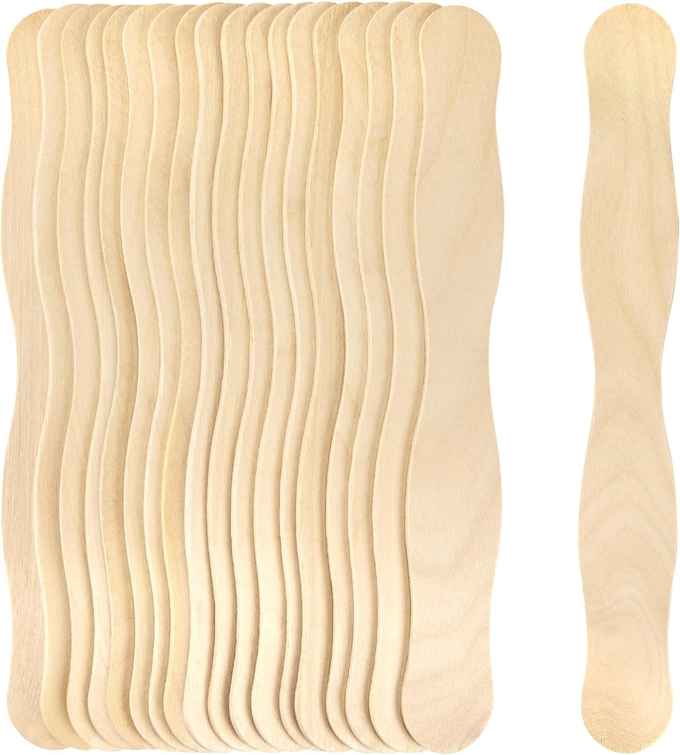 8 inch Craft Sticks, 20 Pack Wood Wavy Sticks, Fan Handles, Large ...