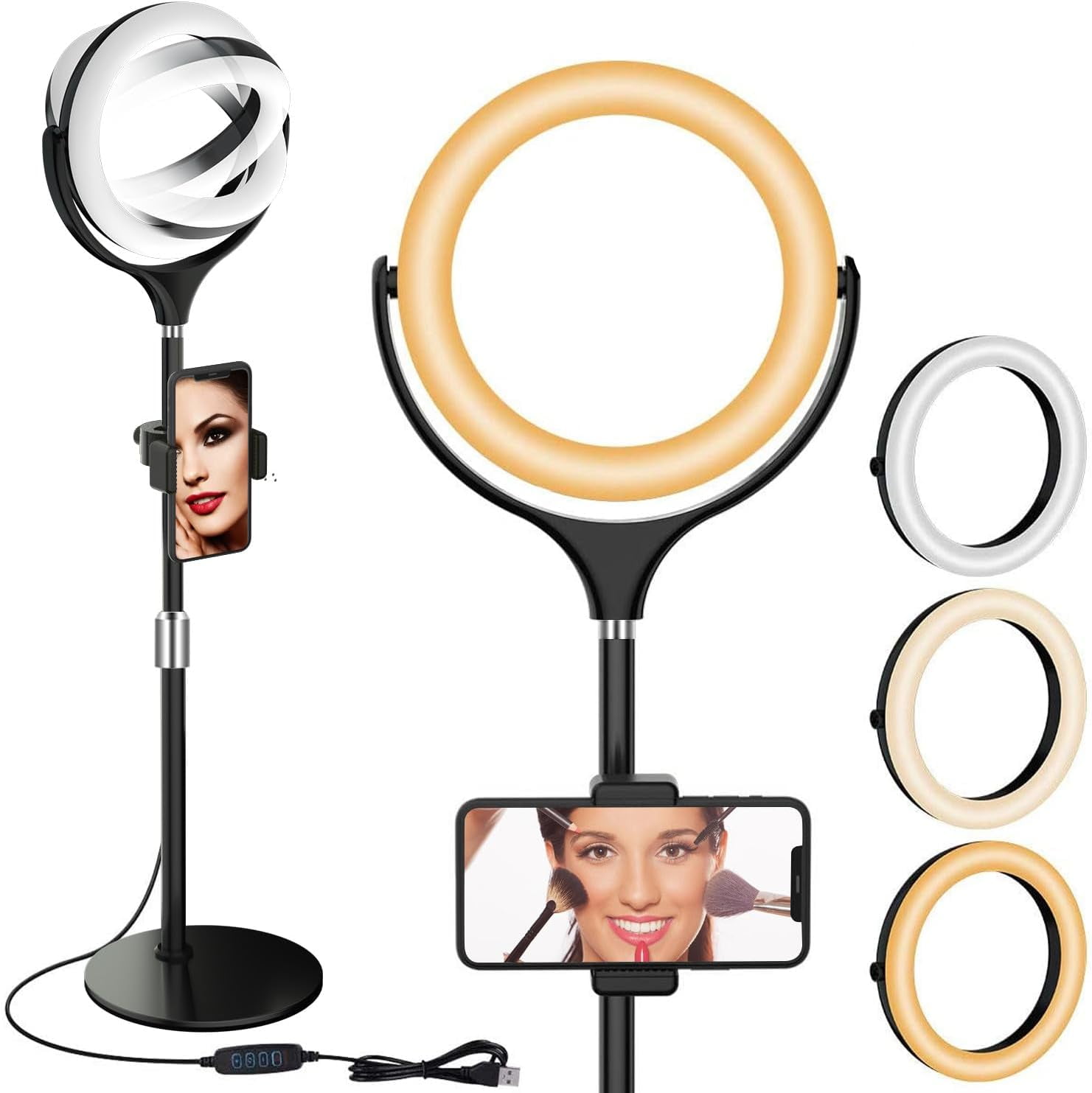 8 inch Desk Ring Light with Stand, Adjustable Computer Circle Light for ...