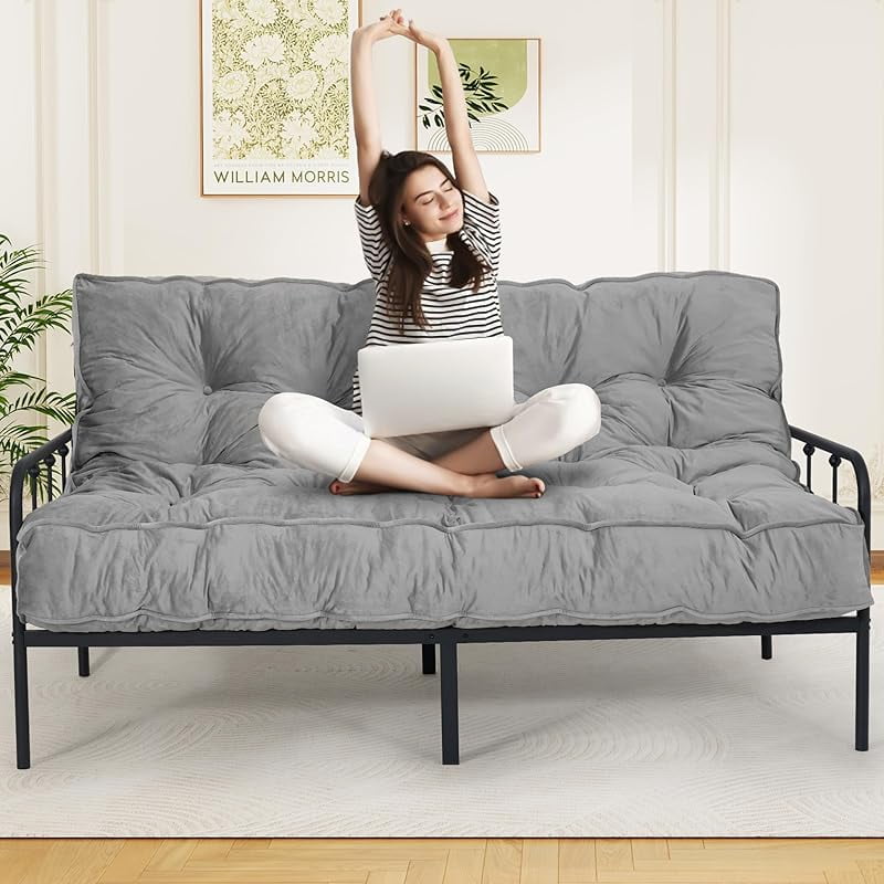 8-inch Futon Mattress Full Size, Thick Futon Sofa Couch Bed Foldable ...