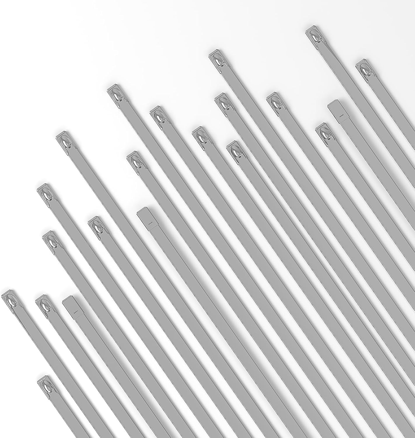 8 inch Metal Cable Zip Ties Heavy Duty, 50PCS Outdoor Cable Ties- 304 ...