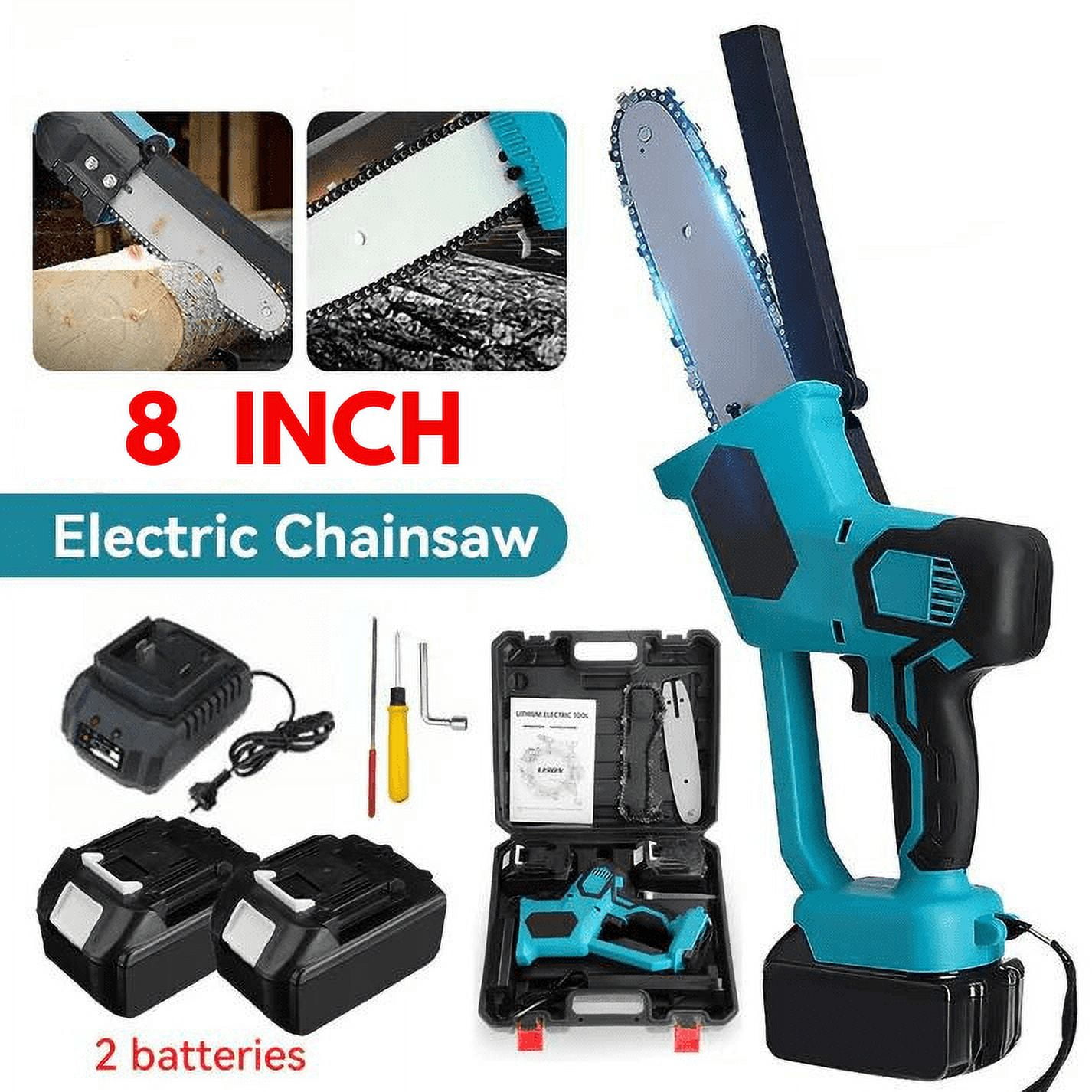 8 inch Mini Chainsaw, Portable Cordless Power Chain Saws with 2 ...