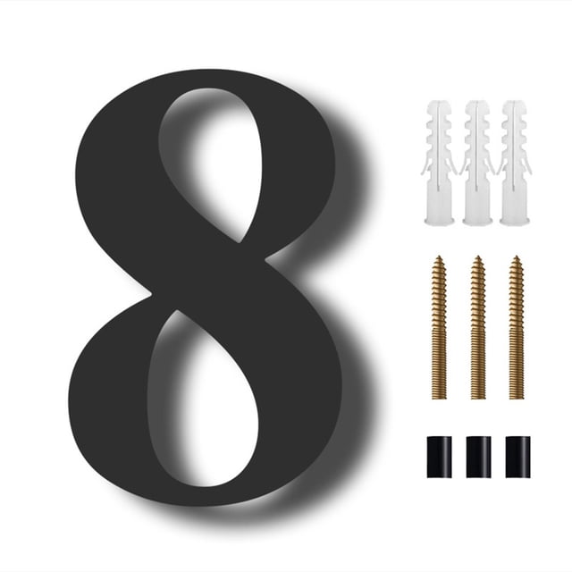 8 inch Modern Floating House Numbers Large Black Shadow Home Address ...