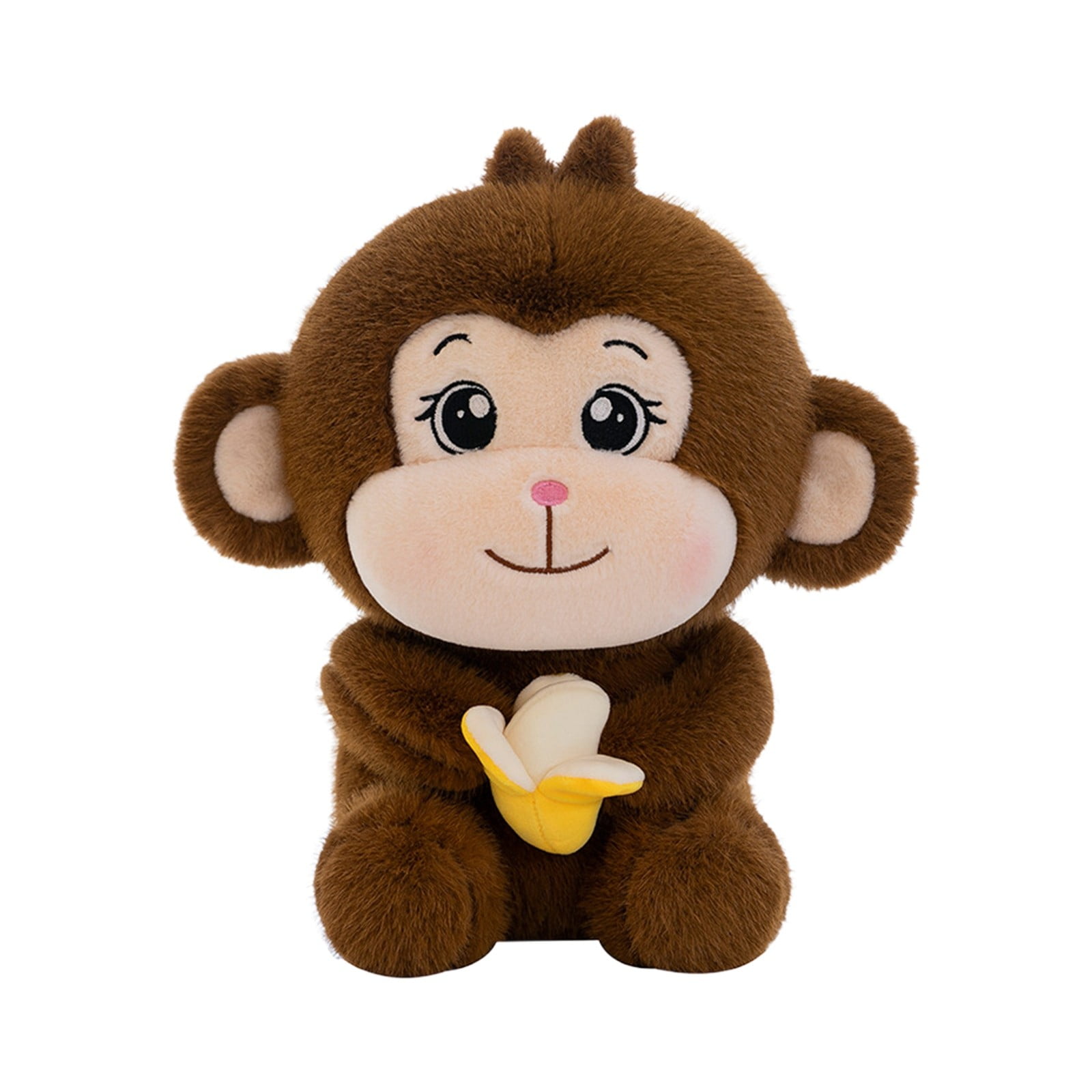 8 inch Monkey Stuffed Animal with Banana, Soft Brown Monkey Plushie Toy ...