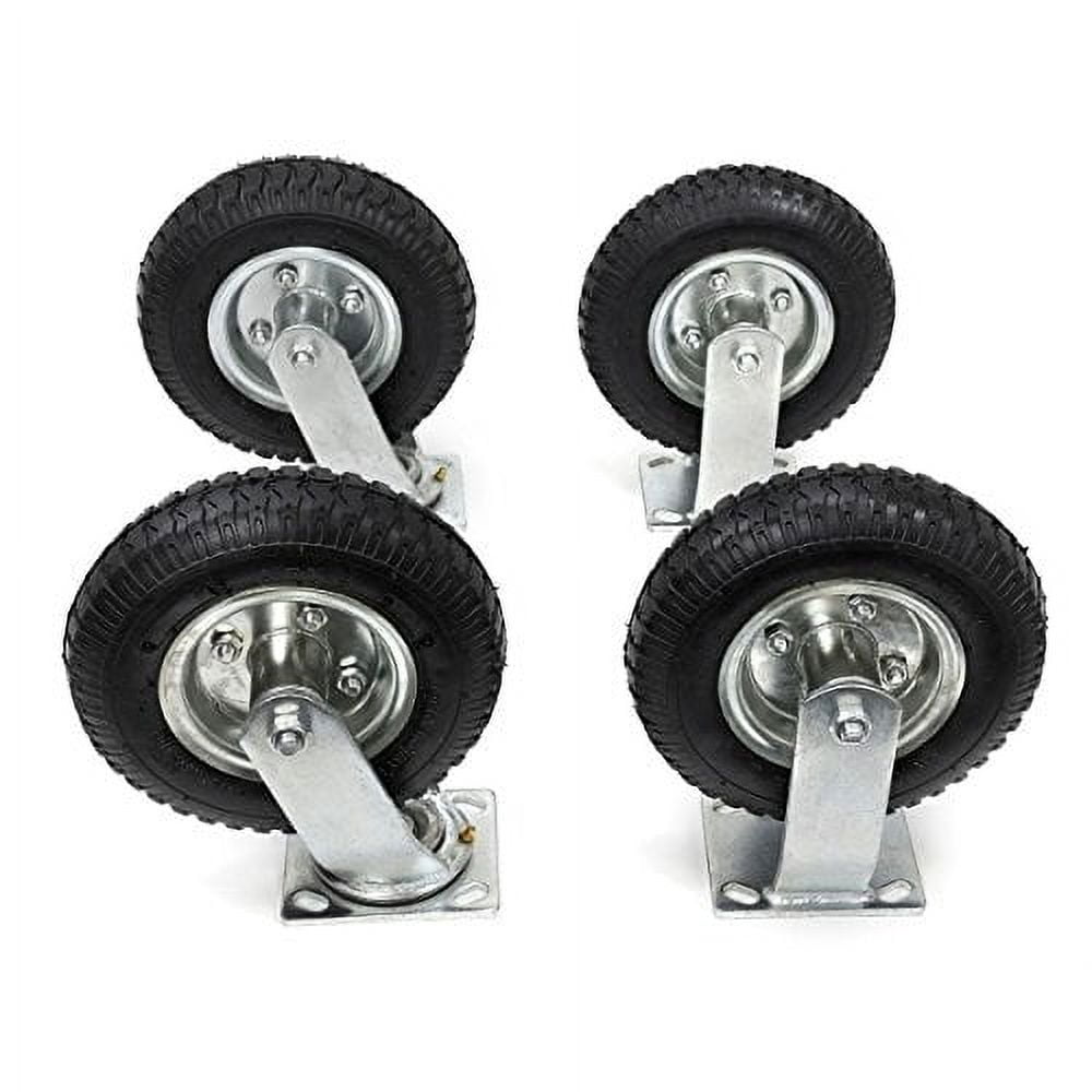 8" inch Pneumatic Caster Set of (4) Large Size Tire Heavy Duty 2-Swivel ...